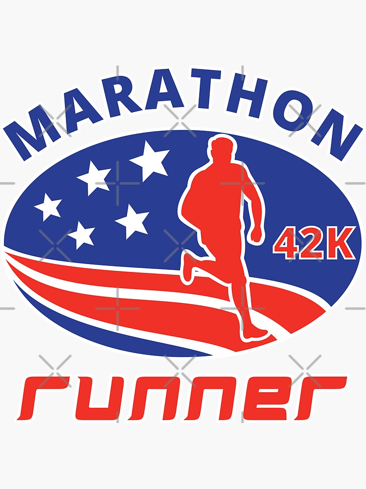 "Marathon runner 42k" Sticker by Backpack-Hiker | Redbubble