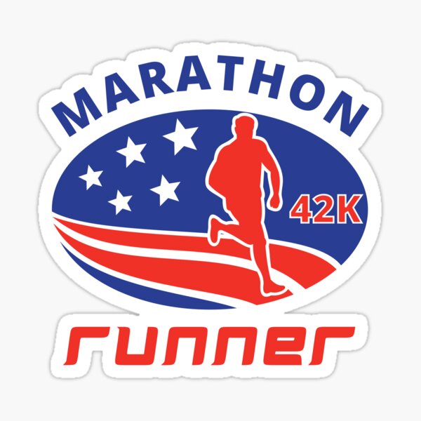 "Marathon runner 42k" Sticker by Backpack-Hiker | Redbubble
