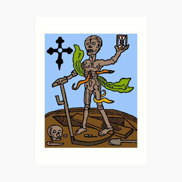 "Worm Eaten Corpse Standing Over a Grave, Medieval Poison Bottle Label ...