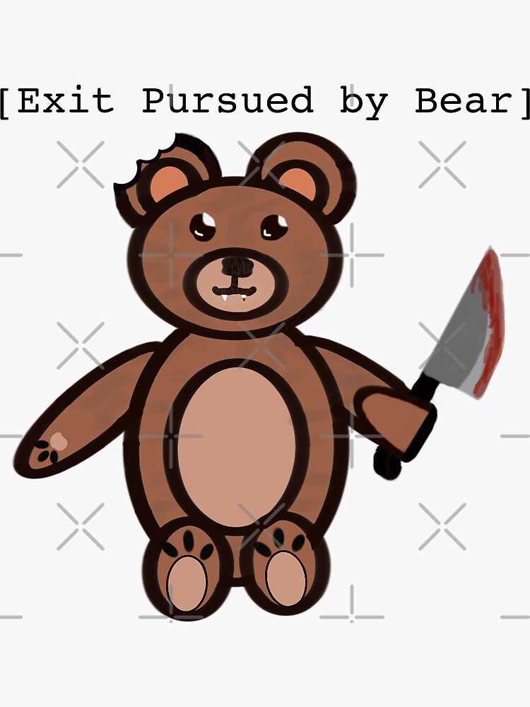 "Exit Pursued by Bear" Sticker for Sale by emyers3 | Redbubble