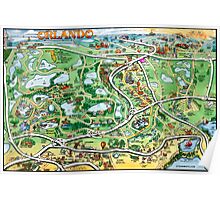 "Orlando Florida Cartoon Map" by Kevin Middleton | Redbubble