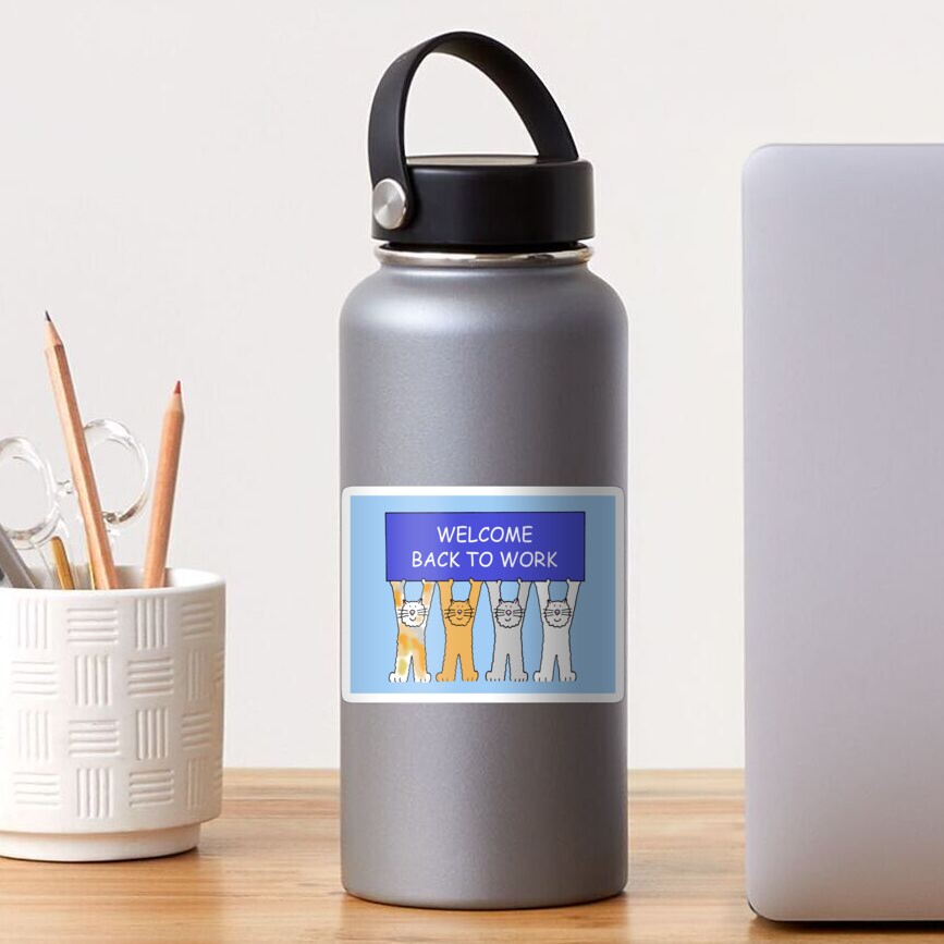 "Welcome Back to Work Cartoon Cats" Sticker for Sale by KateTaylor ...