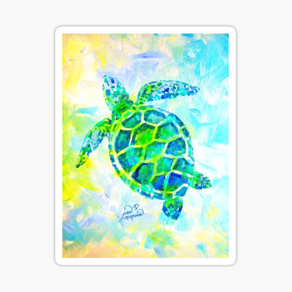"Sea Turtle with background by Jan Marvin" Sticker by janmarvin | Redbubble