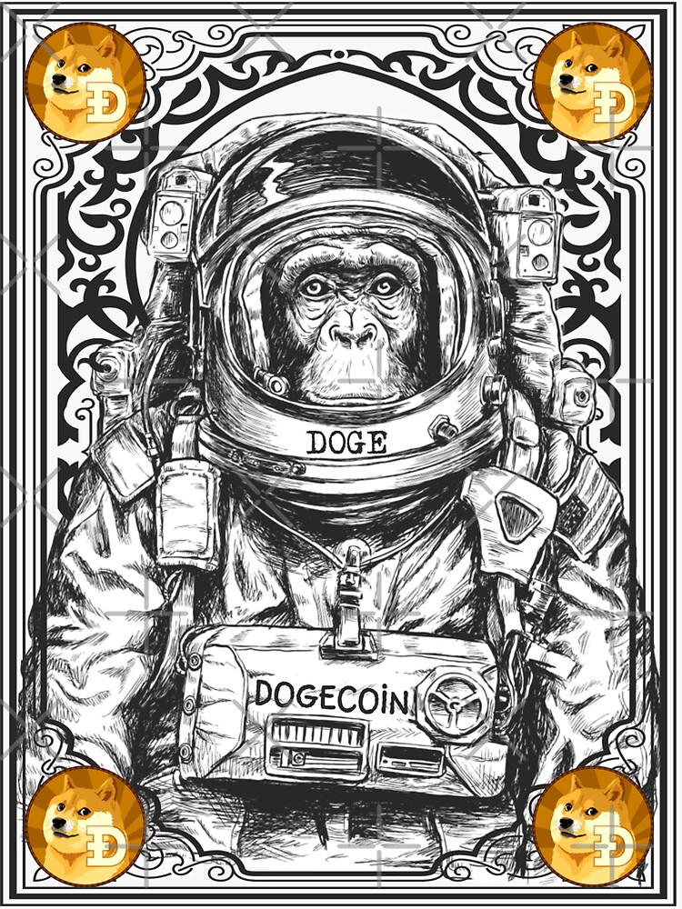 "Dogecoin DOGE Cryptocurrency Space Monkey Art" Sticker by Bitcoin ...