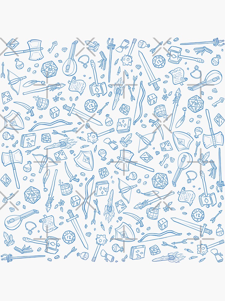 "DnD Pattern Blue" Sticker by TheLadyNymeria | Redbubble
