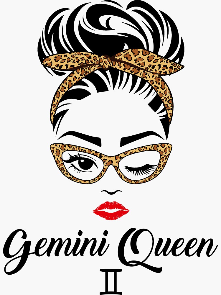"Gemini Queen Woman Leopard Lips Eyes Lady Birthday Gifts" Sticker for ...