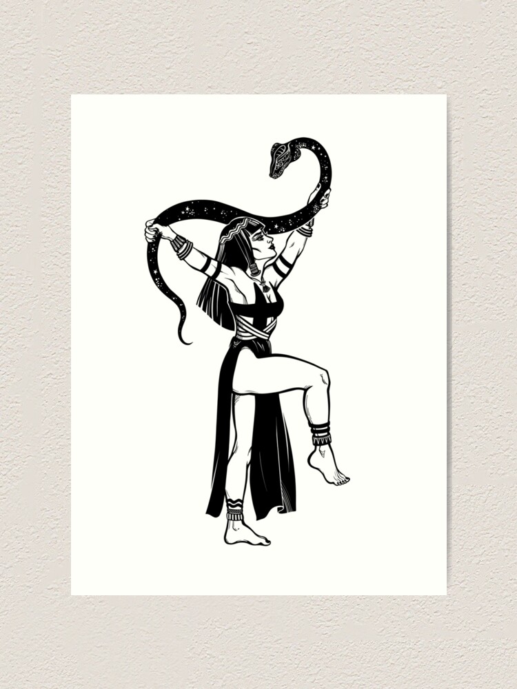 "Ancient gorgeous spiritual woman dancing with a magic cobra snake in ...