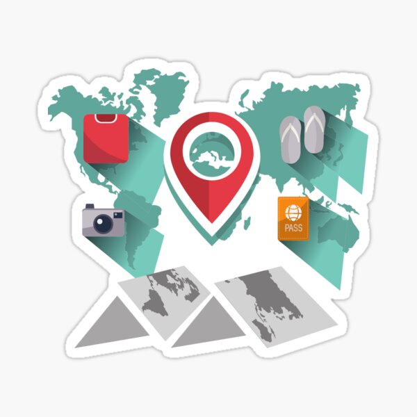 "Travel Map" Sticker for Sale by HuntBrave | Redbubble