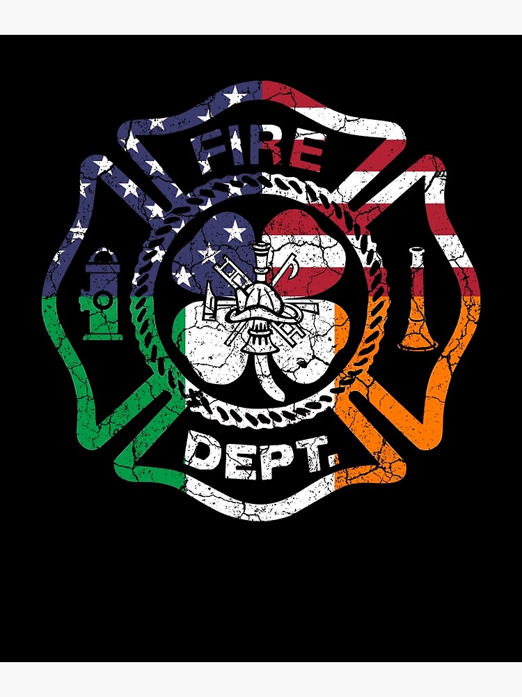 "Firefighter St Patricks Day Irish US Flag Shamrock Funny Fathers Day ...