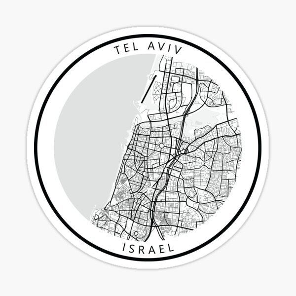 "Tel Aviv, Israel Map (Theme 1)" Sticker for Sale by Mapnify | Redbubble