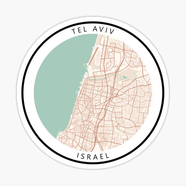 "Tel Aviv, Israel Map (Theme 2)" Sticker for Sale by Mapnify | Redbubble