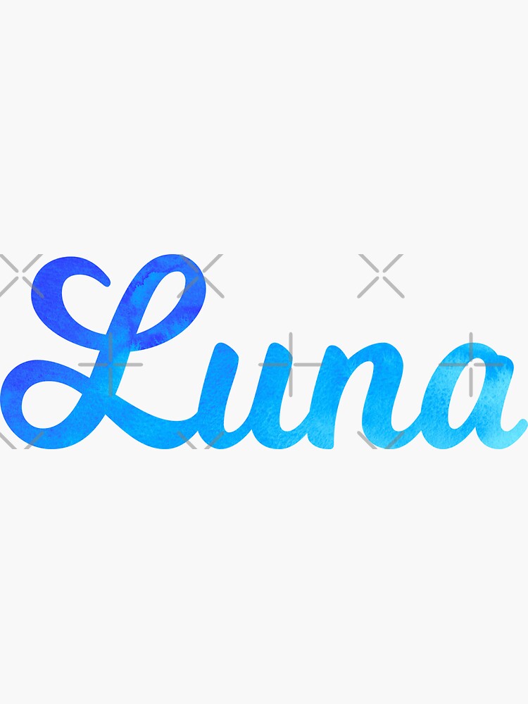 "Luna girls name blue watercolor" Sticker for Sale by ComicKitsch ...