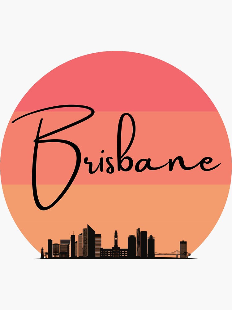 "Brisbane Retro Skyline" Sticker for Sale by ClassyGeek1 | Redbubble