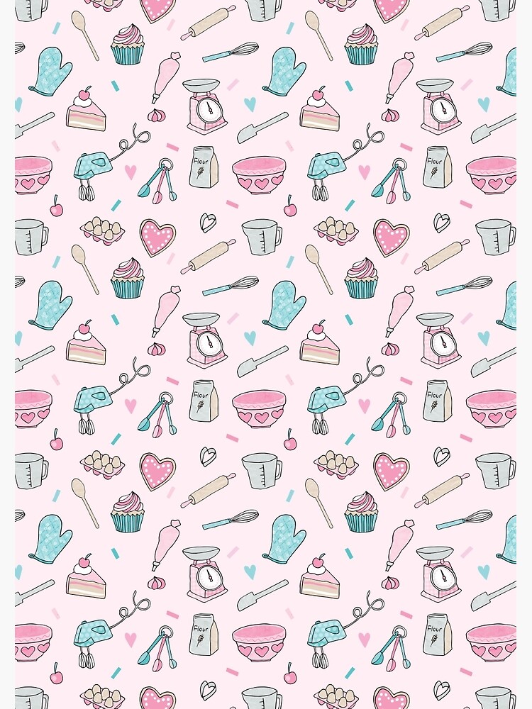 "Pink Baking Pattern" Spiral Notebook for Sale by jillyjilly | Redbubble