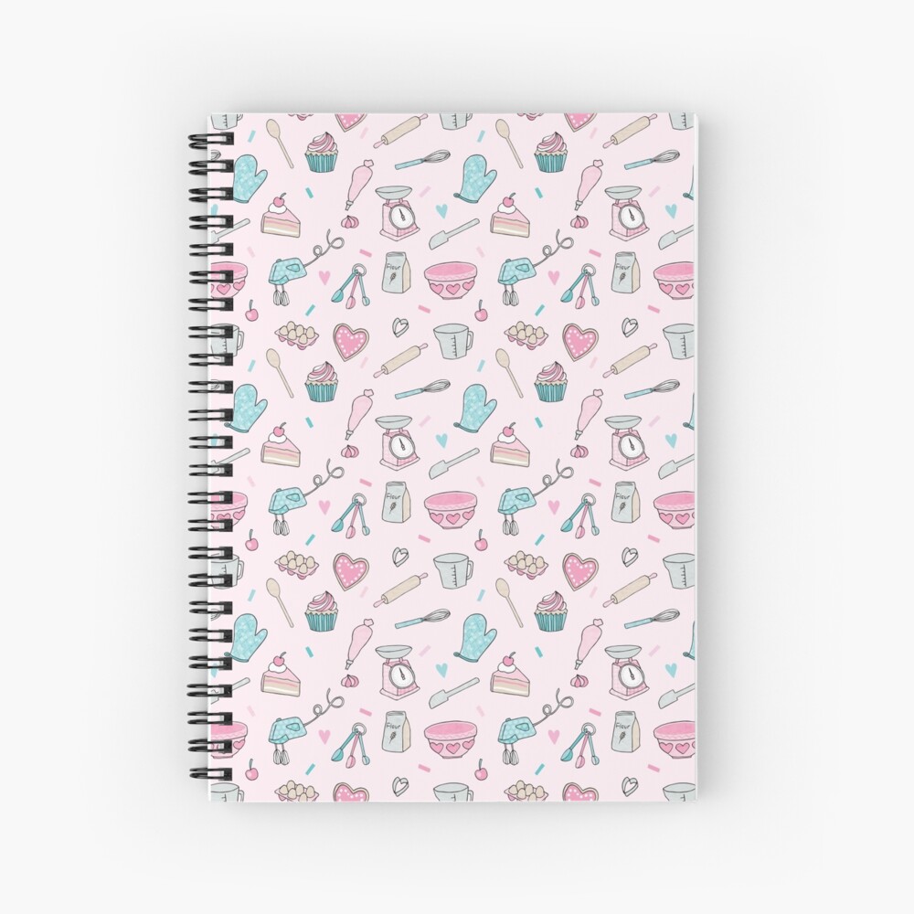 "Pink Baking Pattern" Spiral Notebook for Sale by jillyjilly | Redbubble