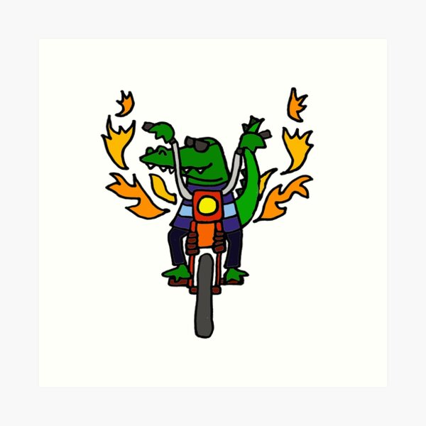 "Cool Funny Alligator Riding Motorcycle and Wearing Sunglasses" Art ...