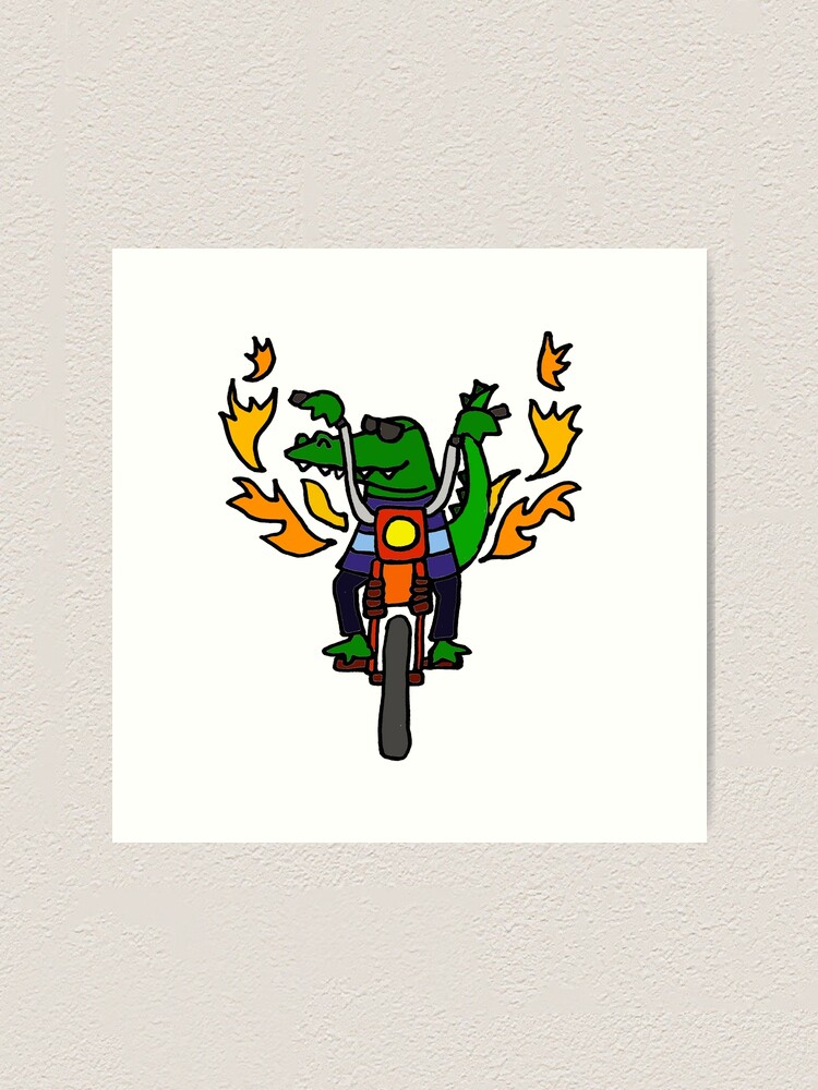 "Cool Funny Alligator Riding Motorcycle and Wearing Sunglasses" Art ...