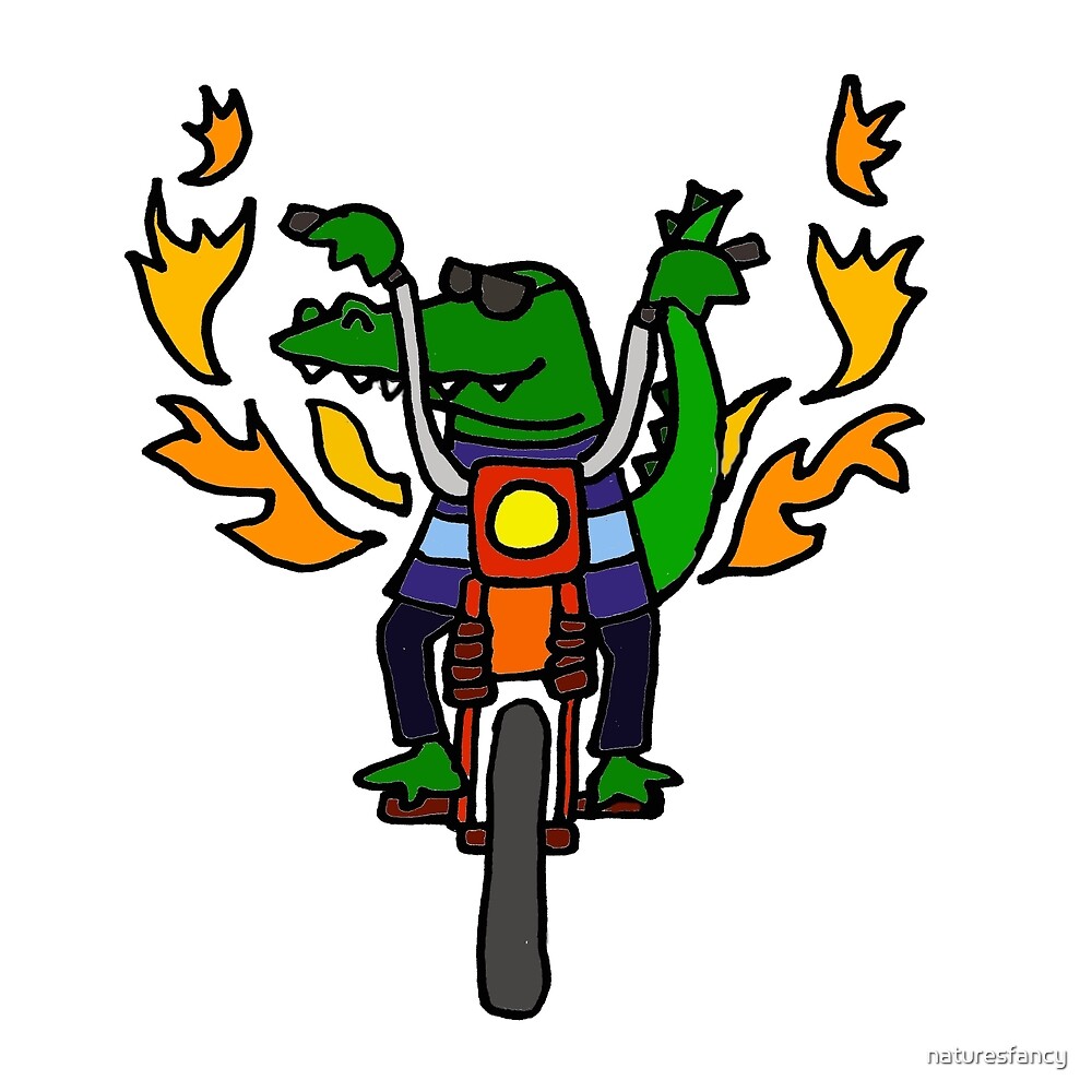 "Cool Funny Alligator Riding Motorcycle and Wearing Sunglasses" by ...