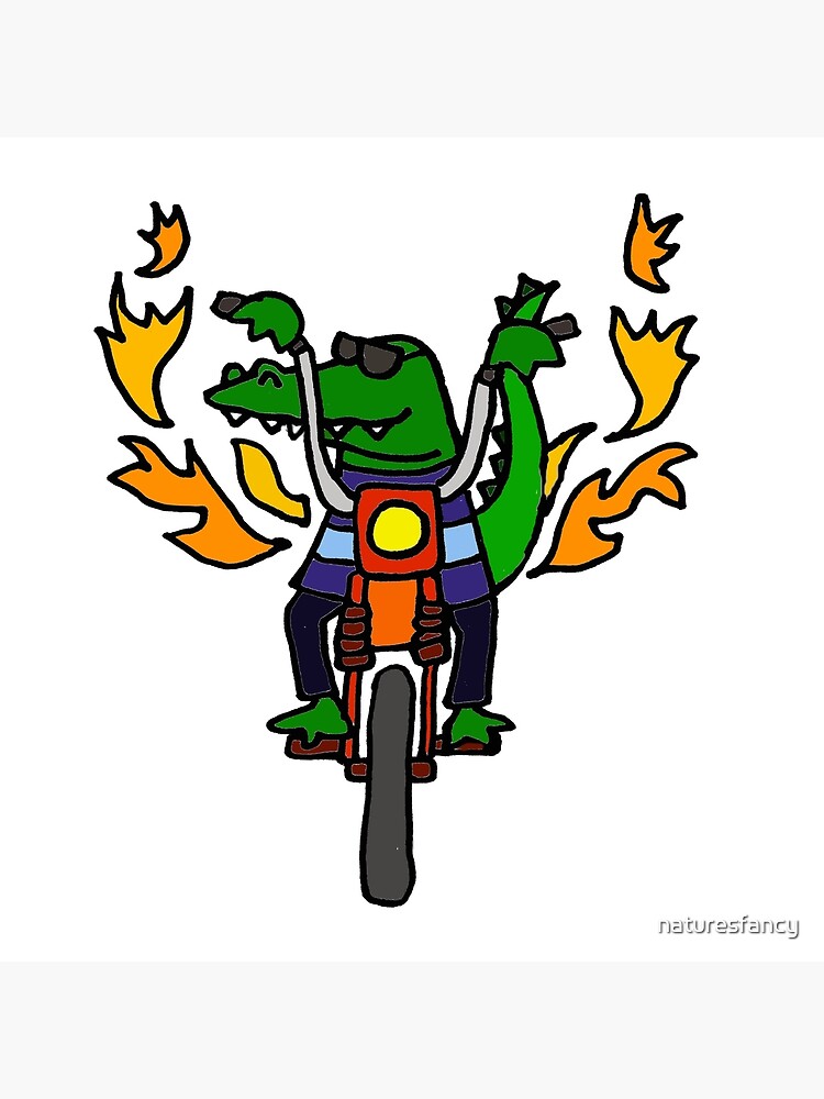 "Cool Funny Alligator Riding Motorcycle and Wearing Sunglasses" Art ...
