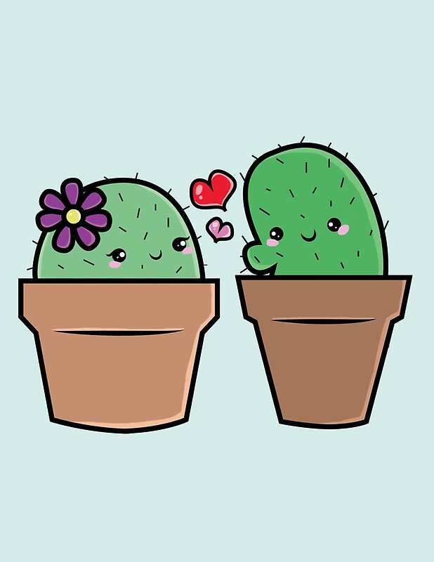 "Cute Cactus Couple With Hearts" by TNRoxx | Redbubble