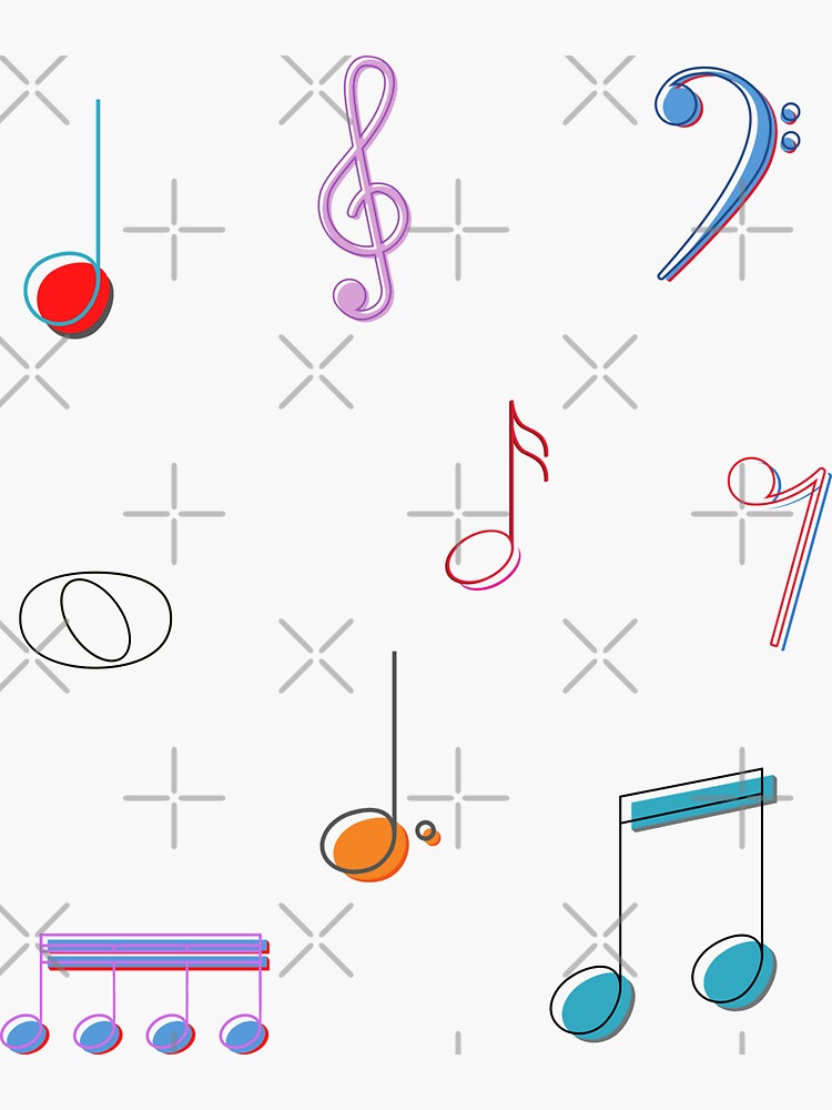 "Colorful pretty music notes" Sticker for Sale by Musicianst0re | Redbubble