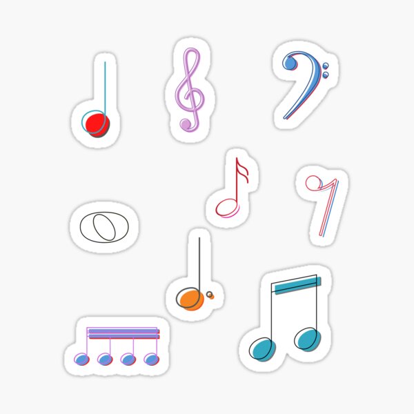"Colorful pretty music notes" Sticker for Sale by Musicianst0re | Redbubble