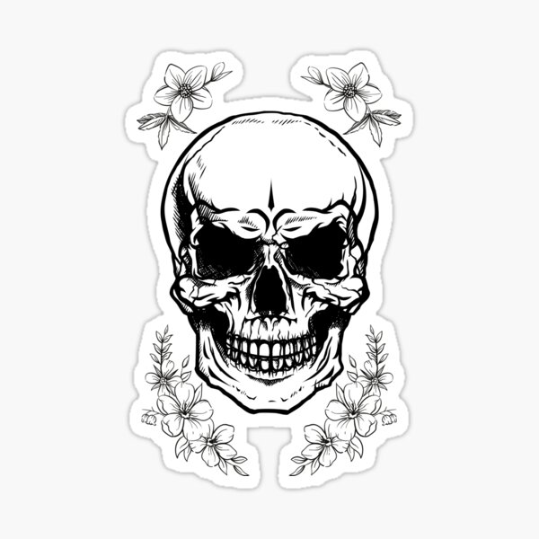 "Dark Floral Black skull " Sticker for Sale by AJSkinnerPrints | Redbubble