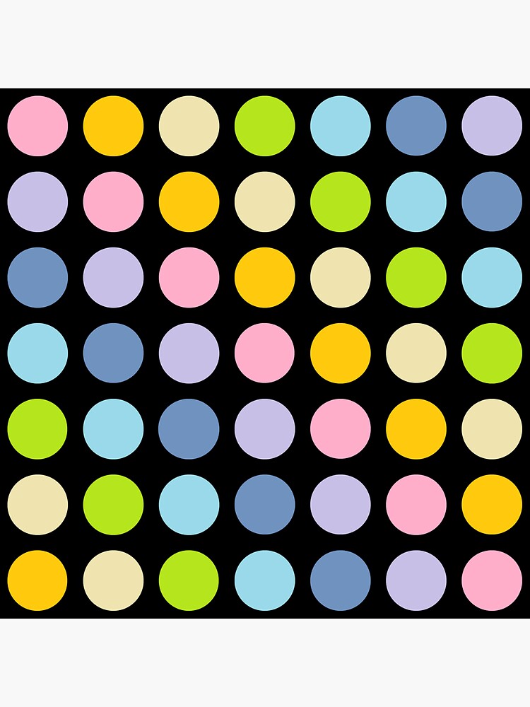"Pastel Rainbow Polka Dots Black" Sticker by lornakay | Redbubble