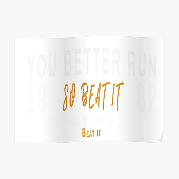 " Beat It Text Song Michael Jackson POP Music Musical Singer" Poster by ...