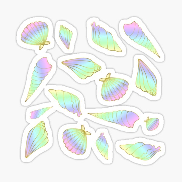 "Rainbow Seashell Sticker Pack" Sticker by ShyPeony | Redbubble