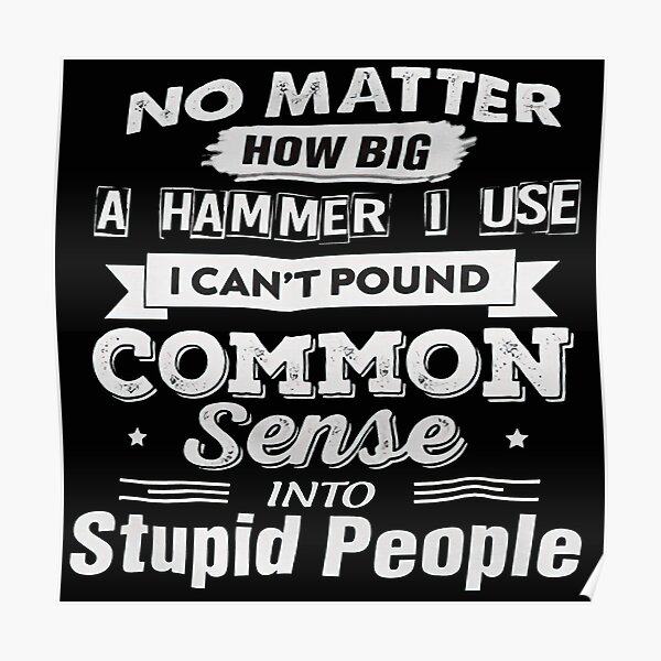 "No matter how big a hammer i use - I can't pound common sense into ...
