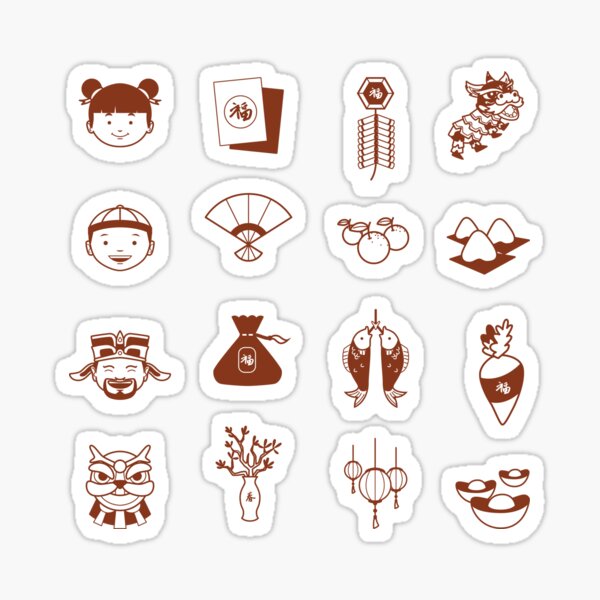 "Lunar/Chinese New Year Cute Cartoon Sticker Pack" Sticker for Sale by ...