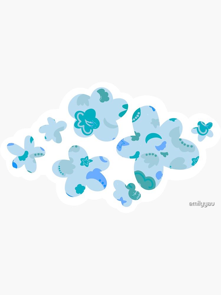 "Cute Bubbly Blue Floral Print" Sticker for Sale by emilyyau | Redbubble