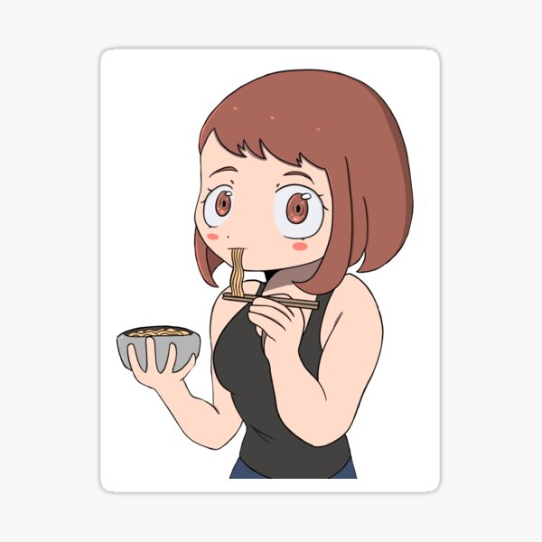 "Ochako Uraraka Eating Noodles" Sticker for Sale by TabithaCohn | Redbubble