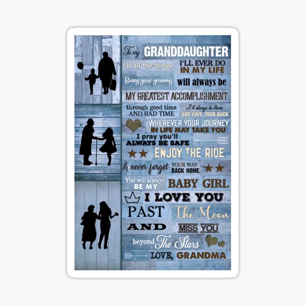 "Grandma to Granddaughter - I Love You Past The Moon - Poster" Sticker ...