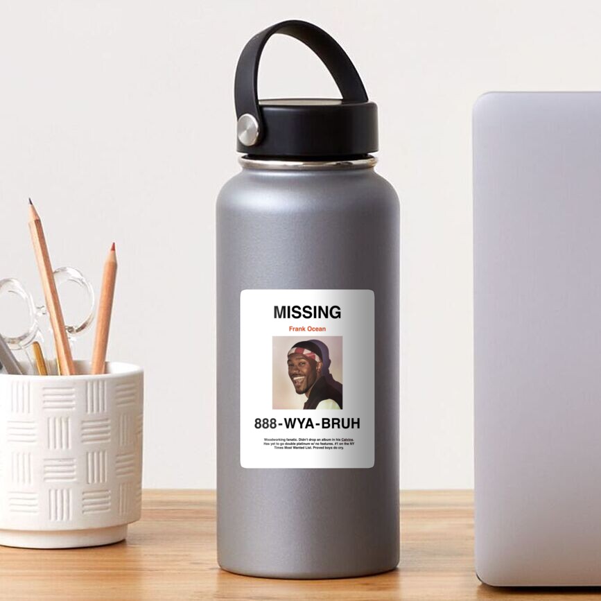 "Frank Ocean Missing Poster" Sticker by Nick-Mckenzie | Redbubble