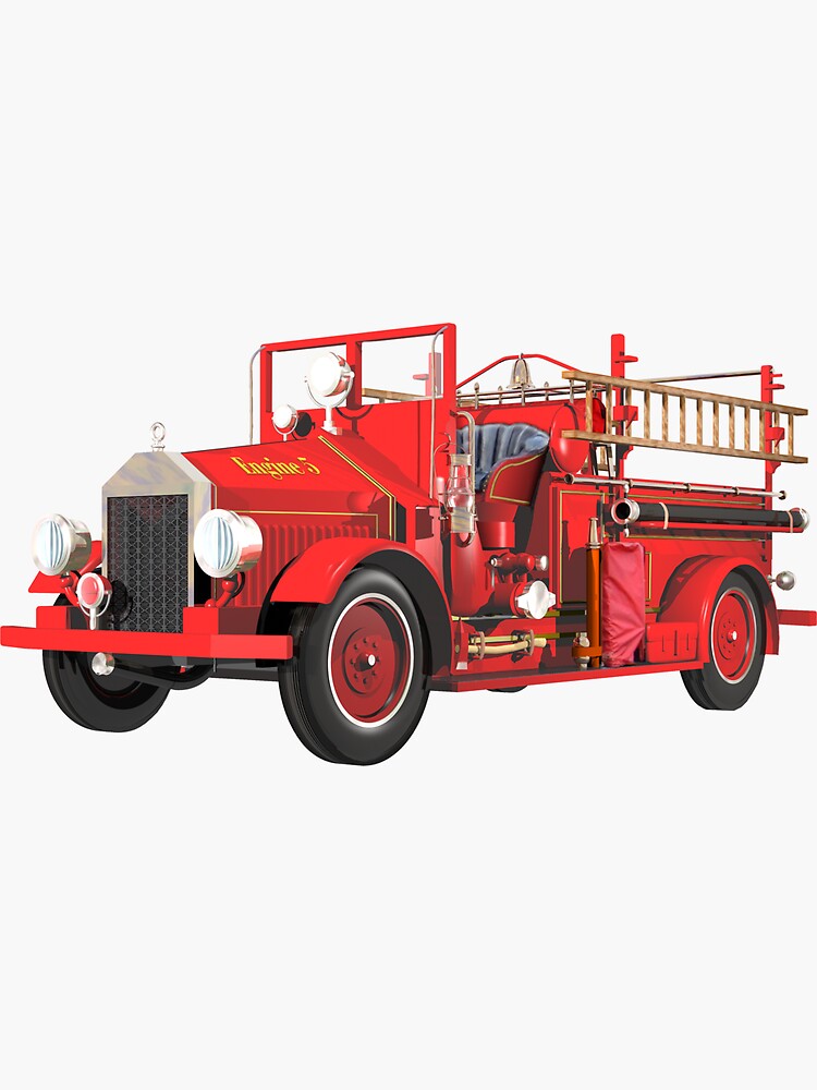 "Antique Fire Engine" Sticker for Sale by fotokatt | Redbubble