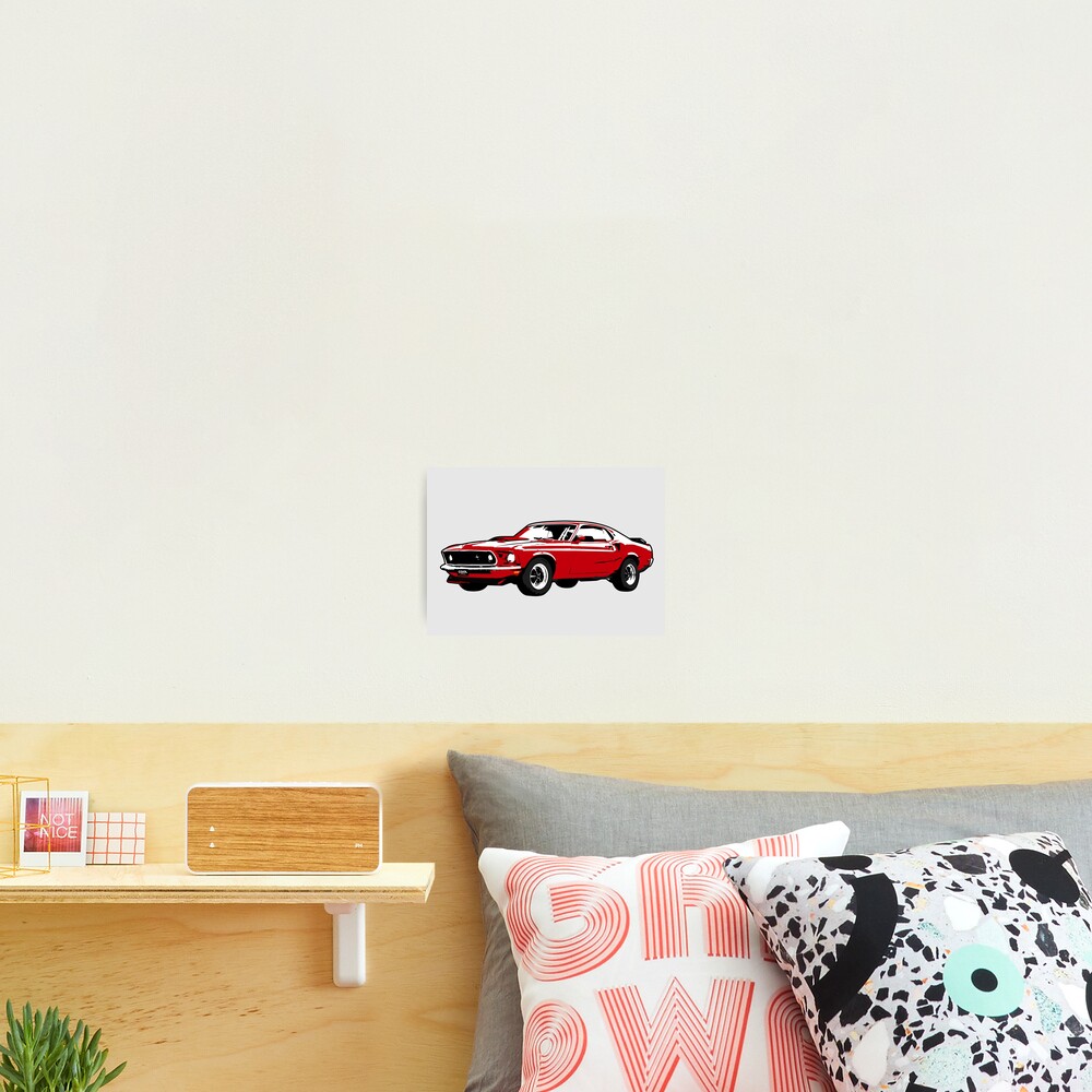 "1969 Red Stang" Sticker for Sale by CoolRide | Redbubble