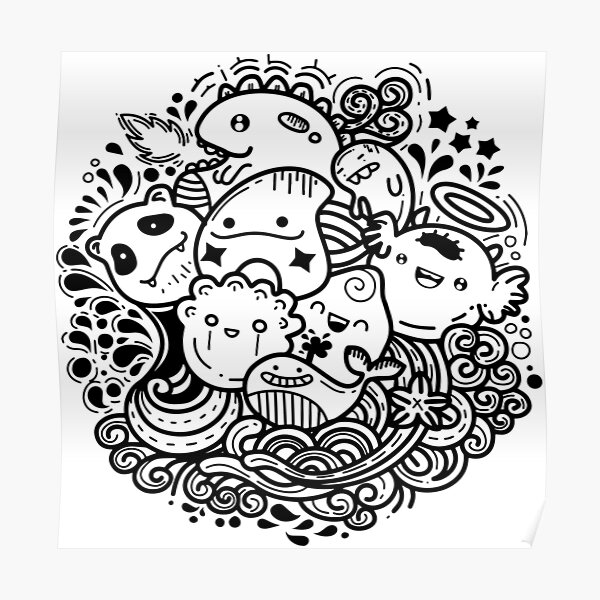 "Cute charecters line vector art" Poster for Sale by inkartwear | Redbubble