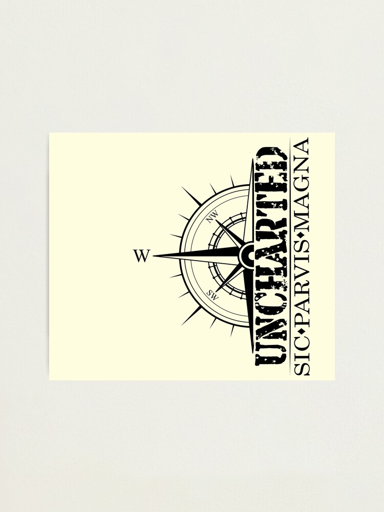 "Uncharted - Sic Parvis Magna Design 2 with Compass" Photographic Print ...