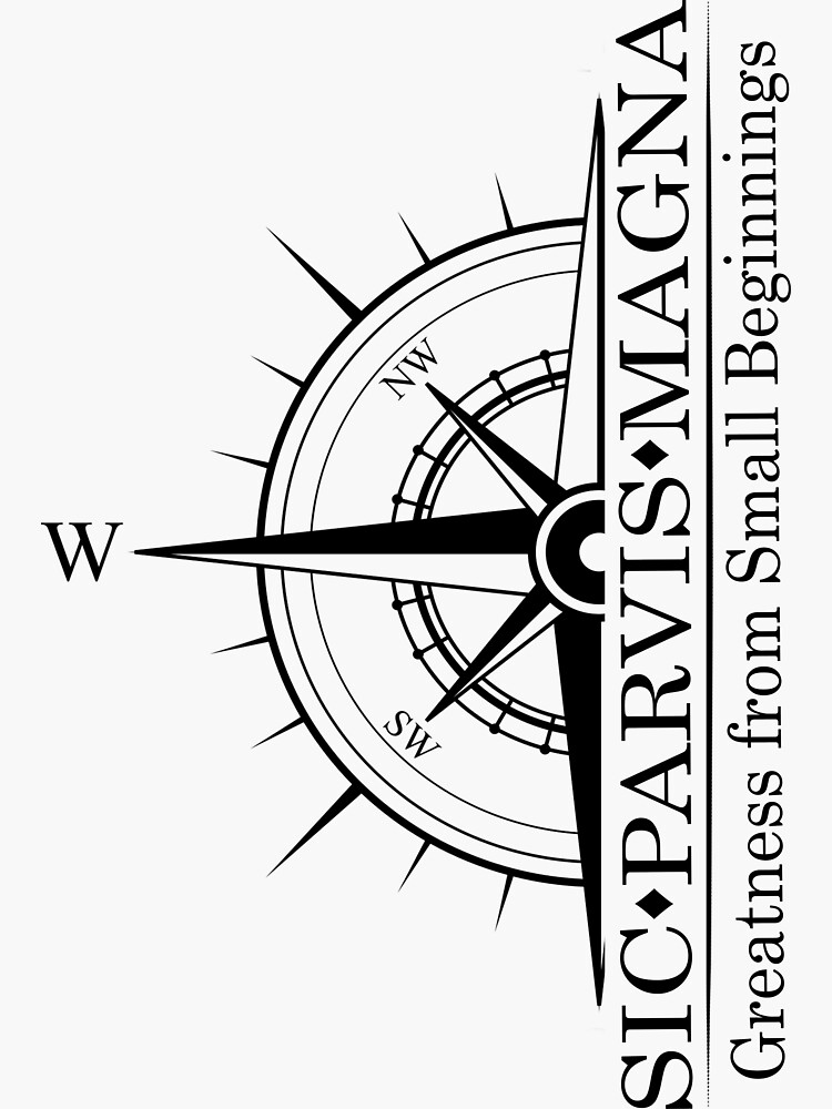 "Sic Parvis Magna Design 3 with Compass" Sticker by AngeliaLucis ...