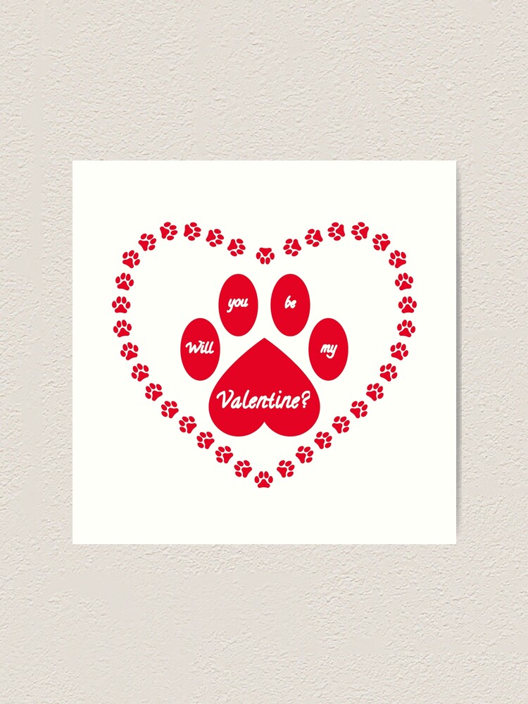 "Red Valentine Heart Shaped Animal Paw" Art Print for Sale by Designs ...