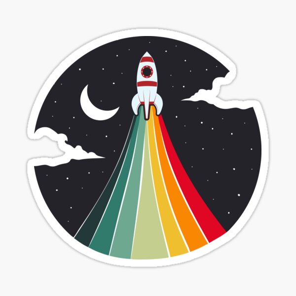 "Space retro rainbow rocket" Sticker for Sale by lfdbc | Redbubble