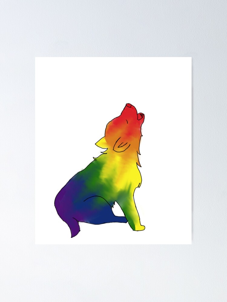 "lgbt pride wolf pup " Poster for Sale by Colourcodedart | Redbubble