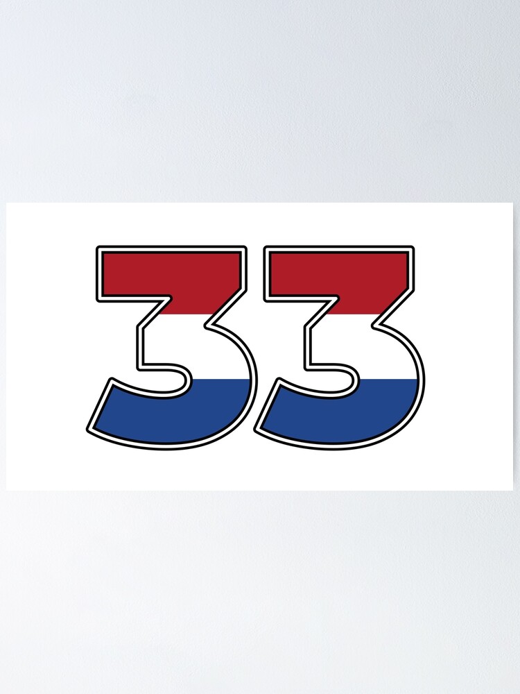 Poster « Numéro 33, avec drapeau néerlandais, Verstappen », par ...