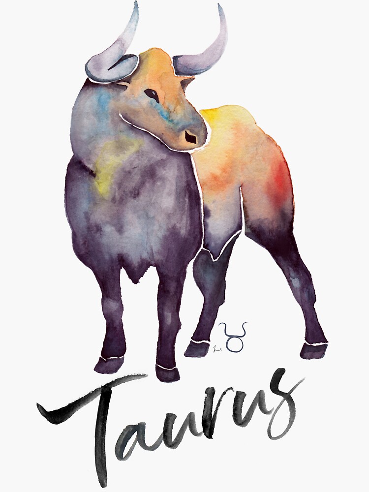 "Taurus Zodiac Watercolor Illustration" Sticker for Sale by nicloart ...