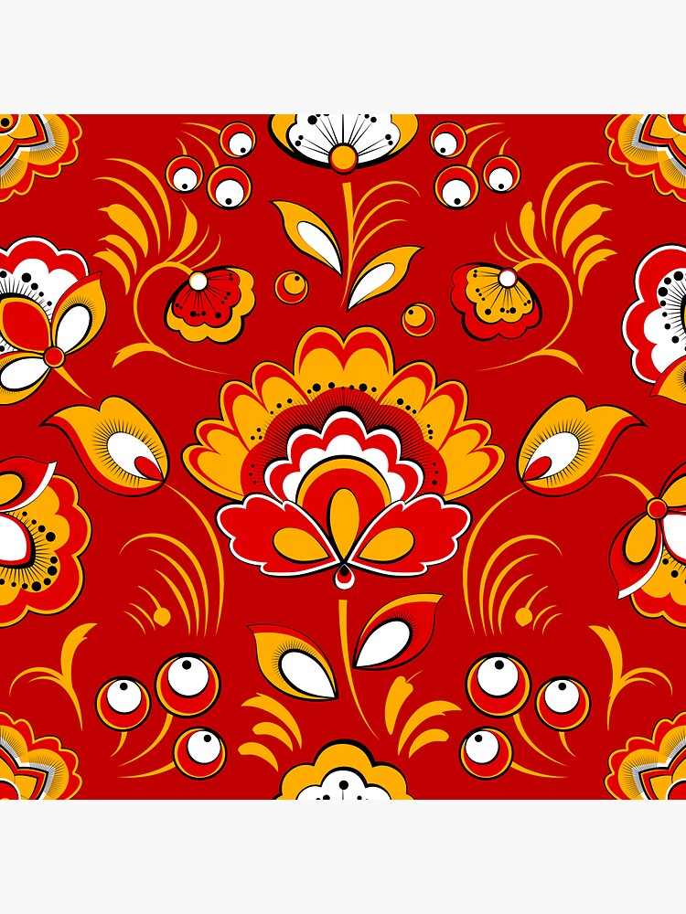 "Slavic Folk Pattern with Flowers Red" Sticker for Sale by ...