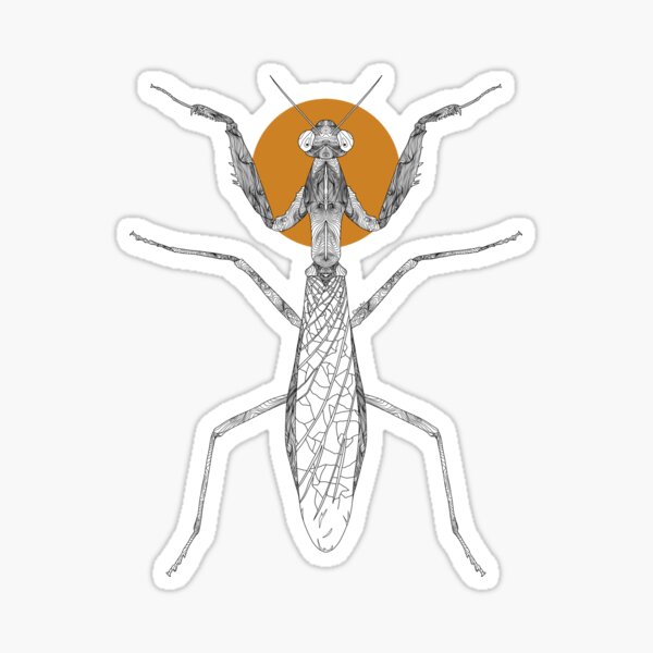 "Praying Mantis" Sticker by EloraArt | Redbubble