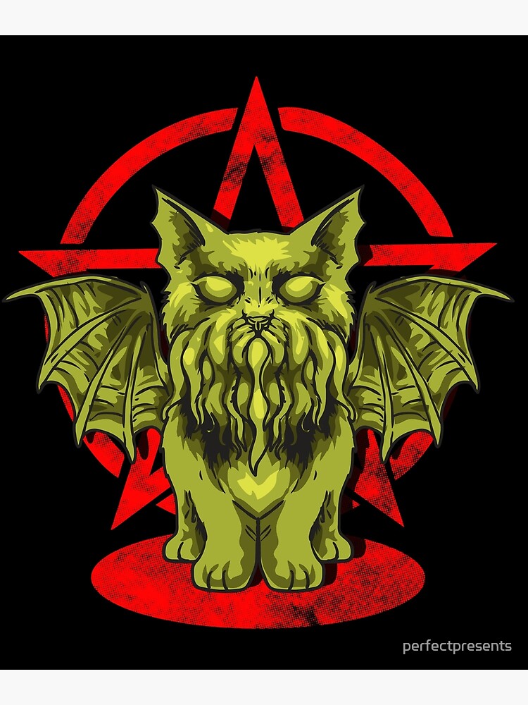 "Cute & Funny Satanic Cathulhu Kawaii Cat Cthulhu" Photographic Print ...