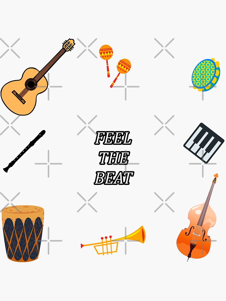 "Musical Instruments and Feel the beat" Sticker by janraydesigns ...